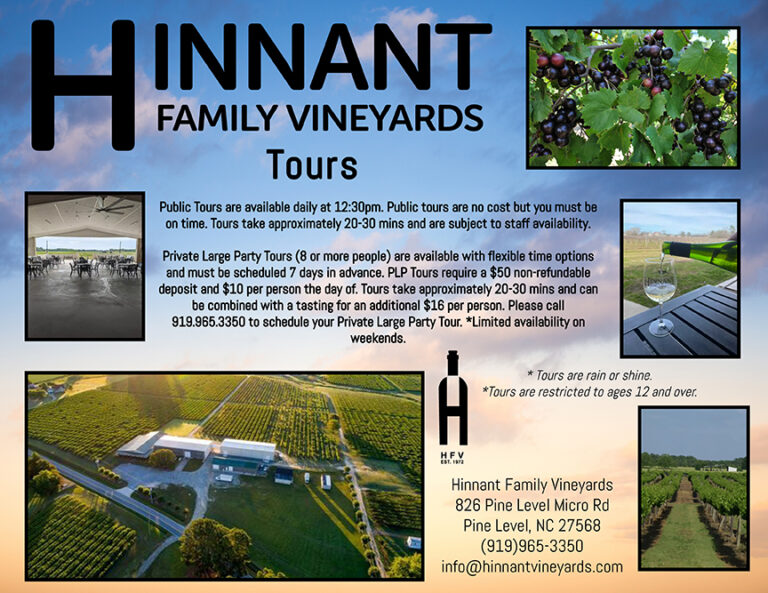 Tastings & Tours - Hinnant Vineyards